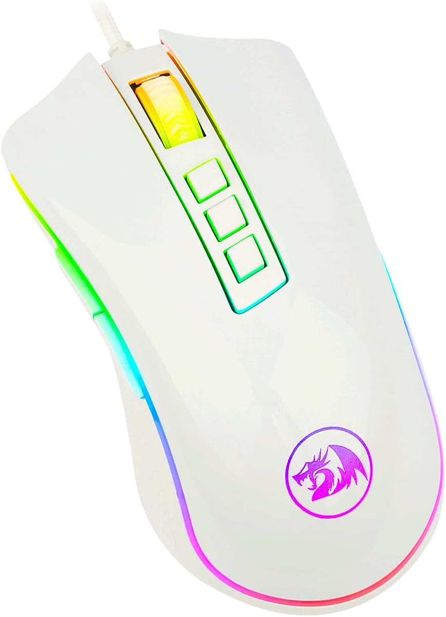 Redragon M711 Cobra White Edition 12400 DPI RGB Gaming Mouse ...